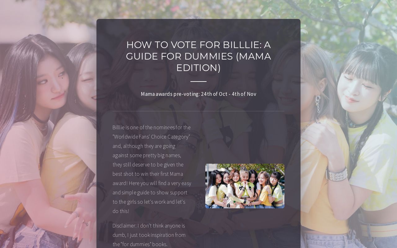 HOW TO VOTE FOR BILLLIE: A GUIDE FOR DUMMIES (MAMA EDITION)